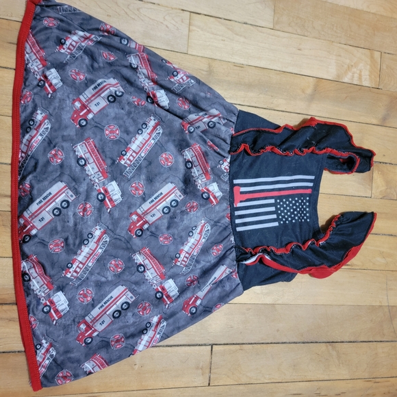 Dresses | Fire Truck Themed Dress With Ruffle Sleeves | Poshmark